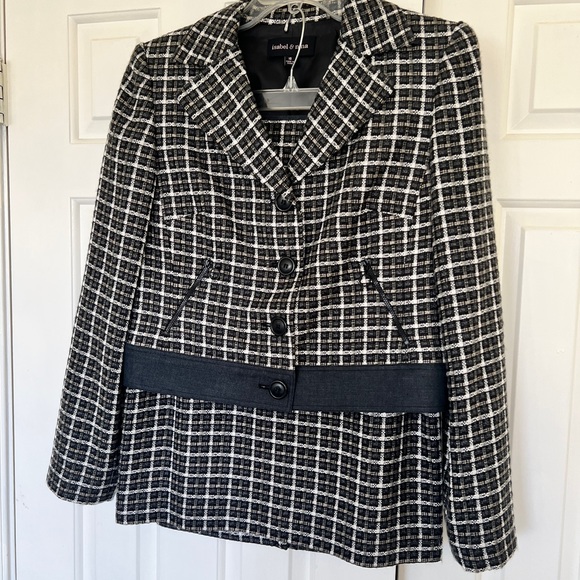 Isabel & Nina | Pants & Jumpsuits | Isabel Nina Black And White Woven Plaid Skirt Suit Size ...